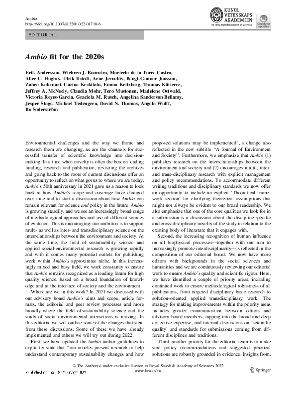 (PDF) Ambio fit for the 2020s