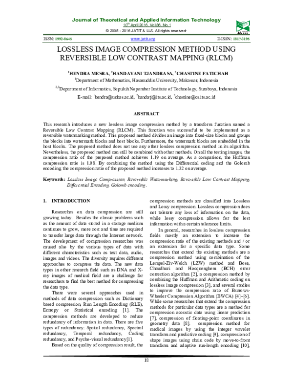 (PDF) Lossless Image Compression Method Using Reversible Low Contrast ...