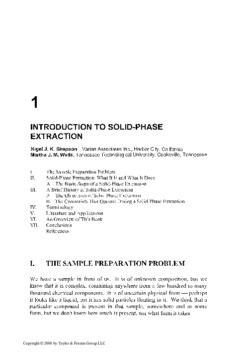 (PDF) Introduction to Solid-Phase Extraction