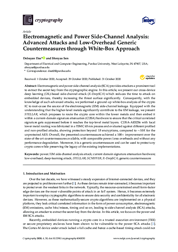 (PDF) Electromagnetic and Power Side-Channel Analysis: Advanced Attacks ...