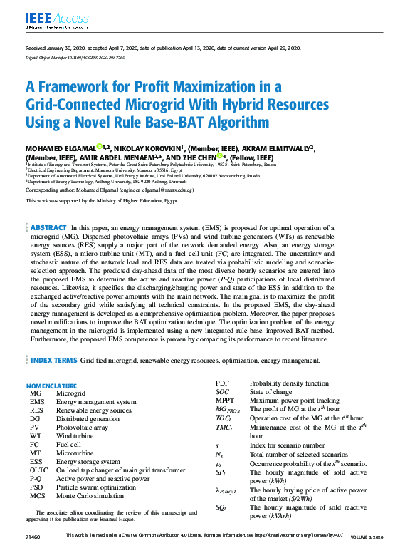 (PDF) A Framework for Profit Maximization in a Grid-Connected Microgrid With Hybrid Resources ...