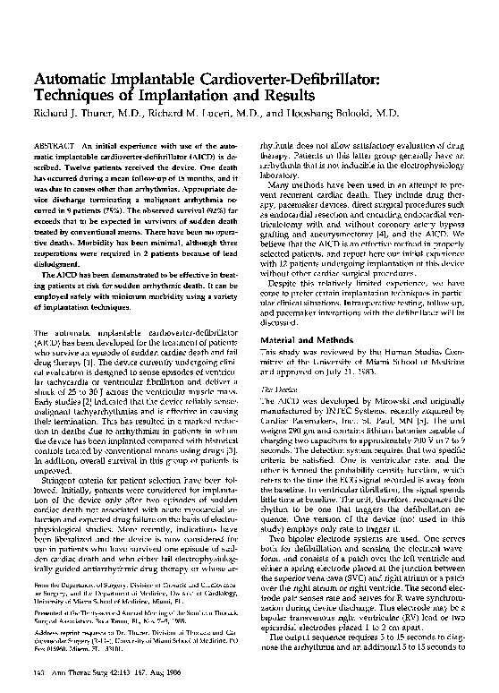 (PDF) Automatic Implantable Cardioverter-Defibrillator: Techniques of ...
