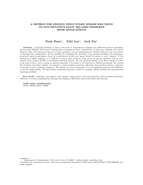(PDF) Non-Negative Least Squares Problems with Applications