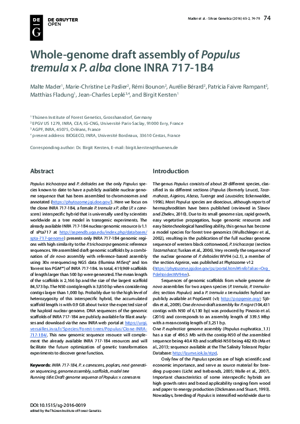 (PDF) Whole-genome draft assembly of Populus tremula x P. alba clone ...