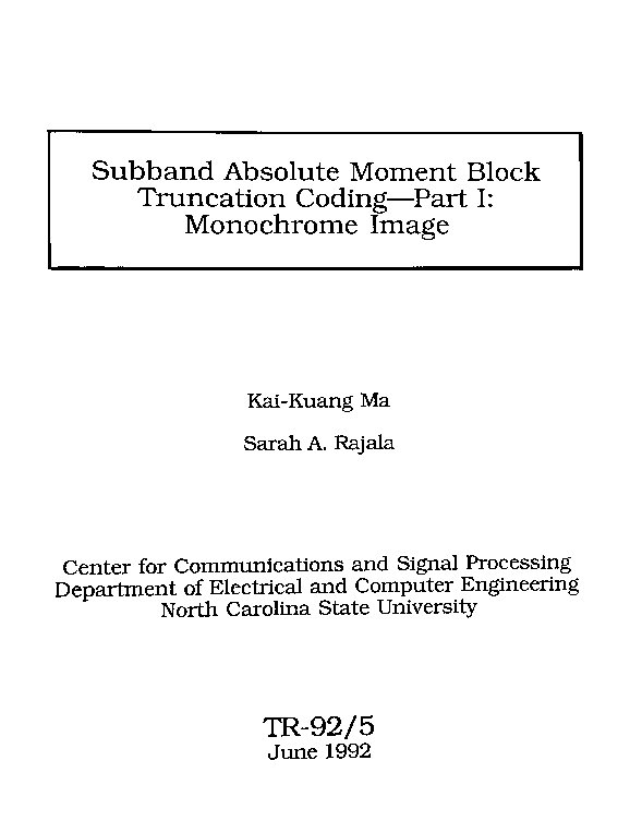Pdf Subband Absolute Moment Block Truncation Coding Part I Monochrome Image Sarah Rajala