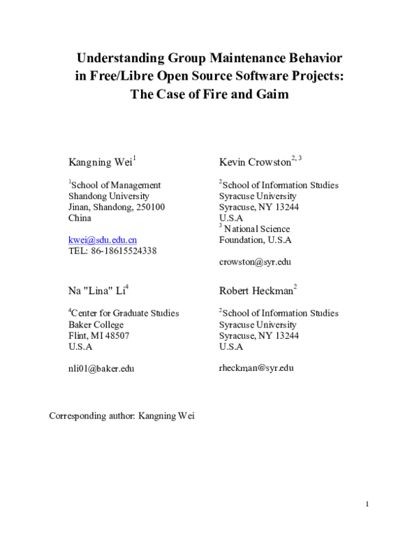(PDF) Understanding group maintenance behavior in Free/Libre Open-Source Software projects: The ...