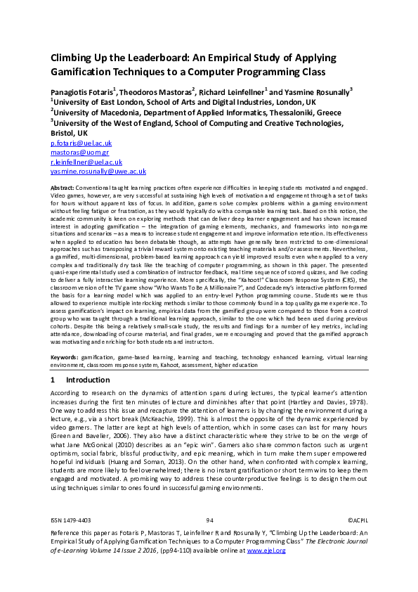 (PDF) Climbing up the leaderboard: an empirical study of applying ...