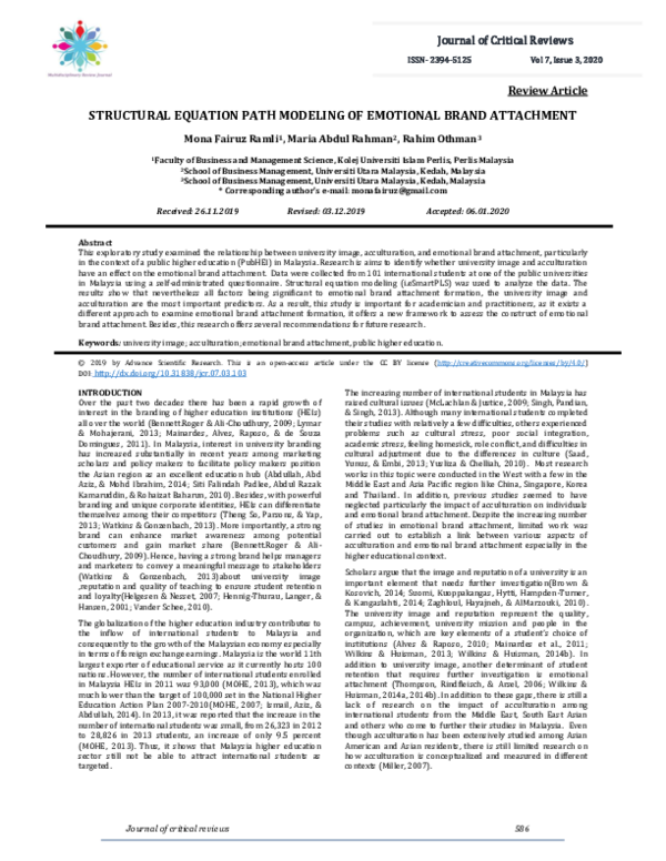 (PDF) Structural Equation Path Modeling of Emotional Brand Attachment