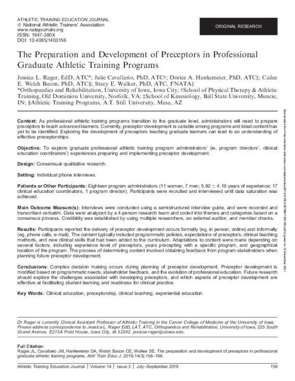 (PDF) The Preparation and Development of Preceptors in Professional ... (PDF) The Preparation and Development of Preceptors in Professional ...