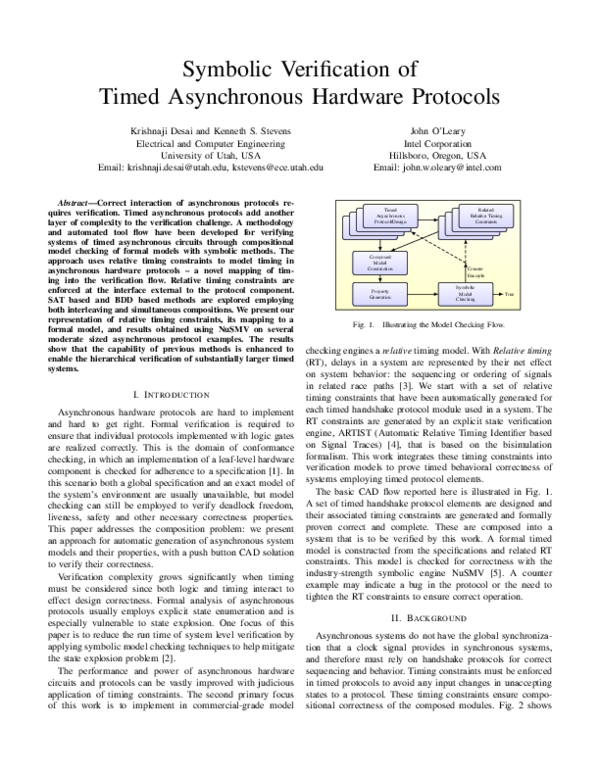 (PDF) Symbolic verification of timed asynchronous hardware protocols
