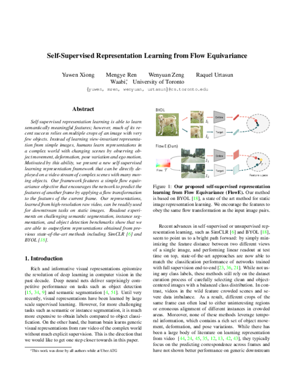 (PDF) Self-Supervised Representation Learning from Flow Equivariance | Yuwen Xiong - Academia.edu