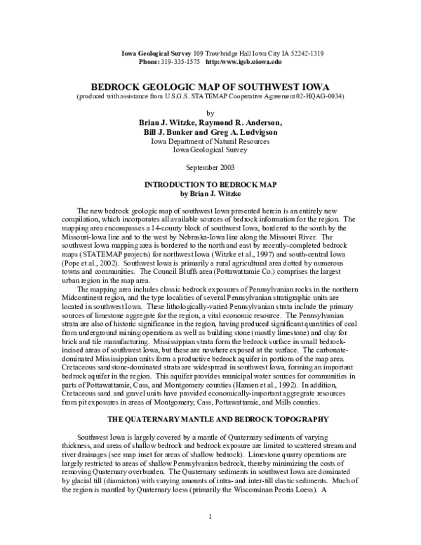 (PDF) Bedrock Geologic Map of Southwest Iowa | Bill Bunker - Academia.edu