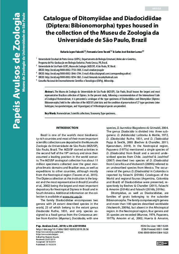 (PDF) Catalogue of Ditomyiidae and Diadocidiidae (Diptera ...