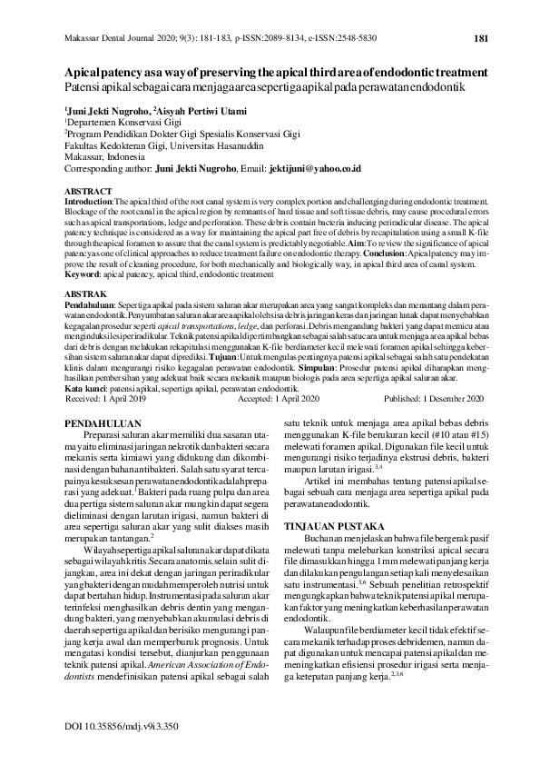 (PDF) Apical patency as a way of preserving the apical third area of ...