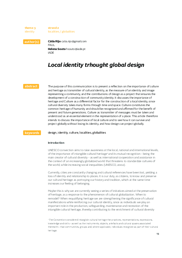(PDF) Local identity trhought global design
