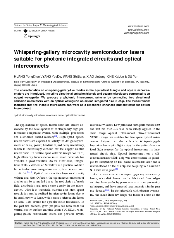 (PDF) Whispering-gallery microcavity semiconductor lasers suitable for ...