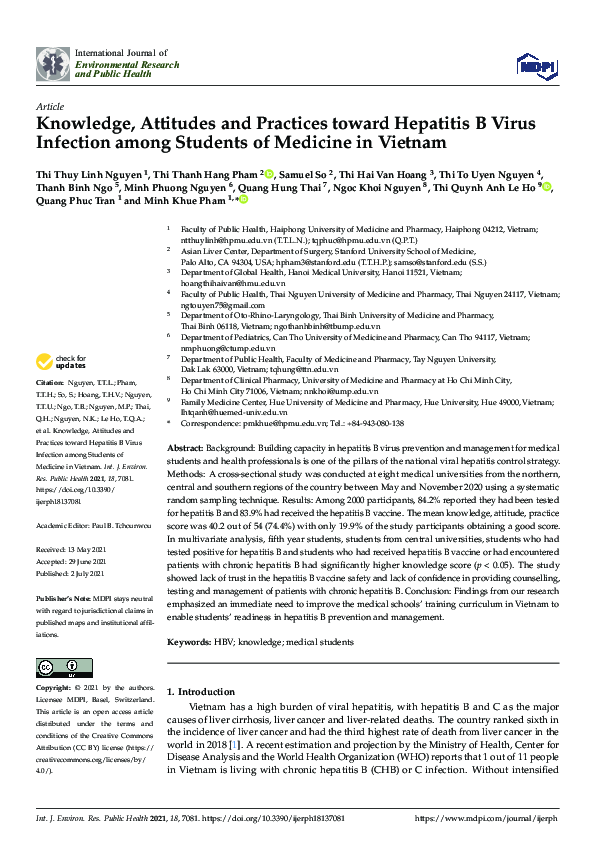 (PDF) Knowledge, Attitudes and Practices toward Hepatitis B Virus Infection among Students of ...
