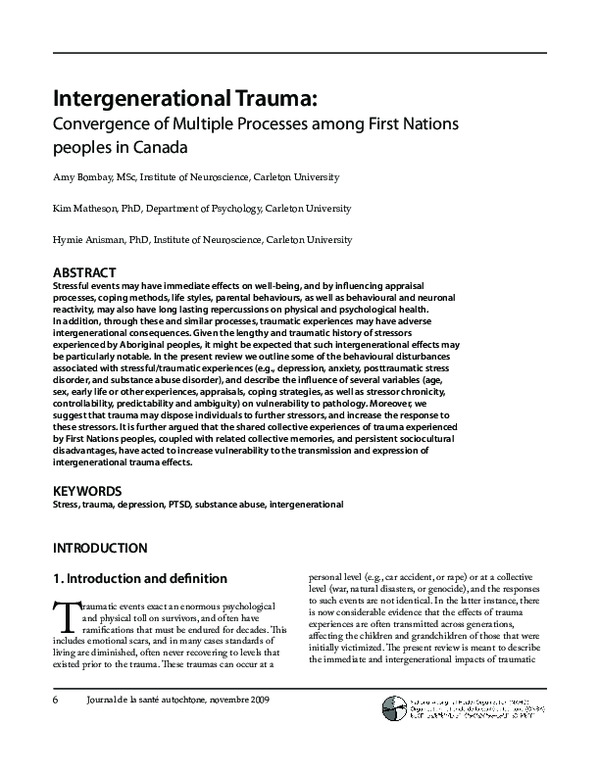 (PDF) Intergenerational Trauma: Convergence of Multiple Processes among ...