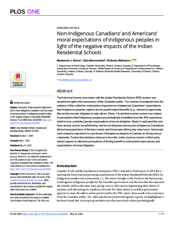 (PDF) Non-Indigenous Canadians’ and Americans’ moral expectations of ...