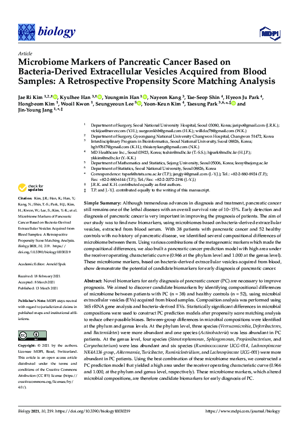 (PDF) Microbiome Markers of Pancreatic Cancer Based on Bacteria-Derived ...