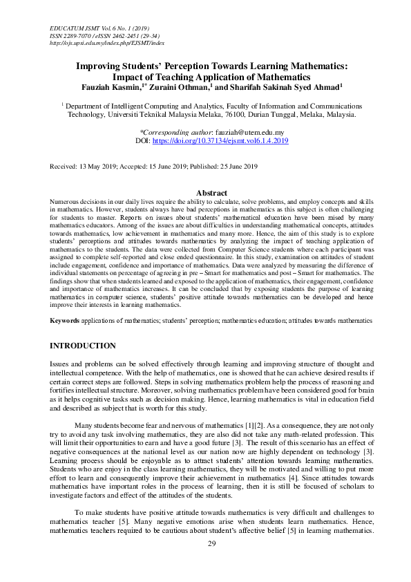 (PDF) Improving Students’ Perception Towards Learning Mathematics ...