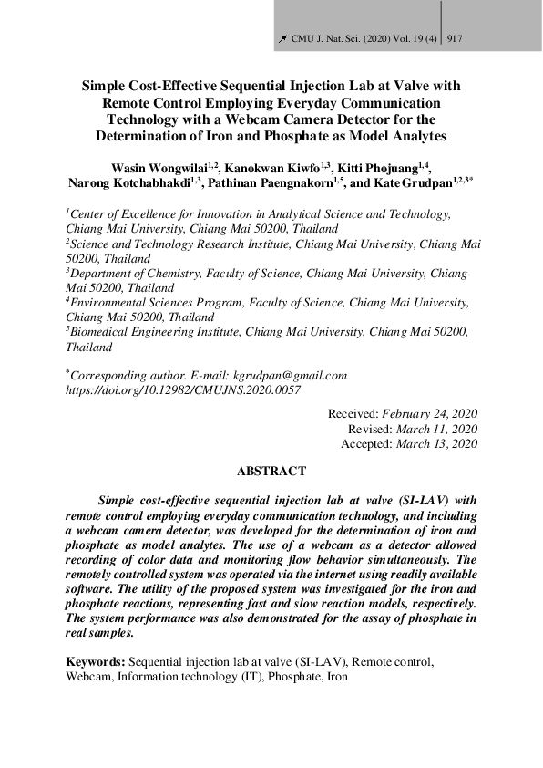 Pdf Simple Cost Effective Sequential Injection Lab At Valve With