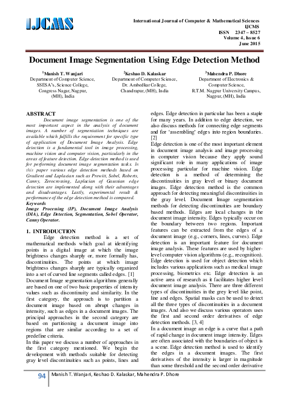 Pdf Document Image Segmentation Using Edge Detection Method