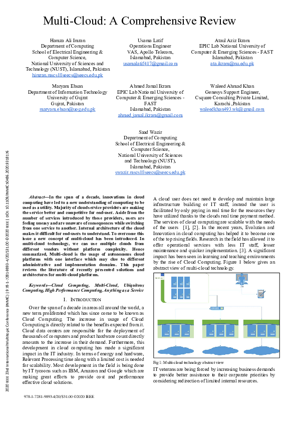 (PDF) Multi-Cloud: A Comprehensive Review | maryam Ehsan - Academia.edu