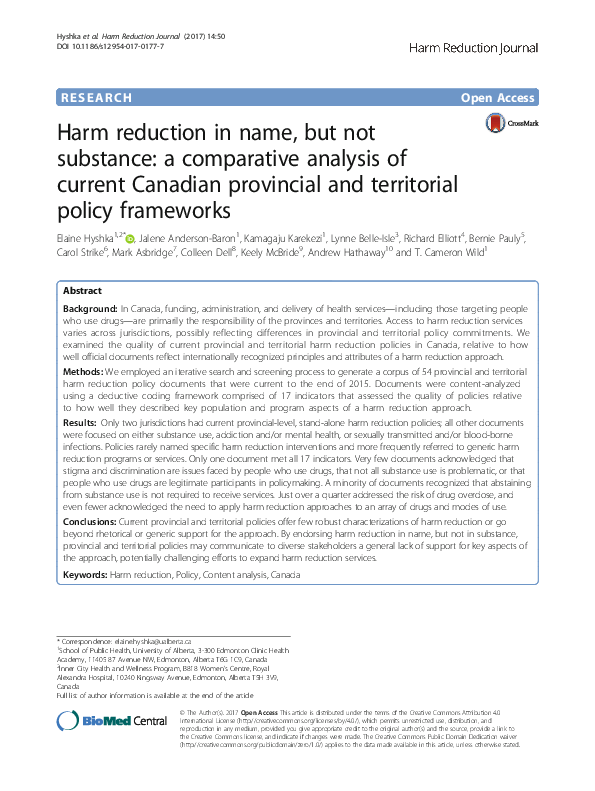 (PDF) Harm reduction in name, but not substance: a comparative analysis ...