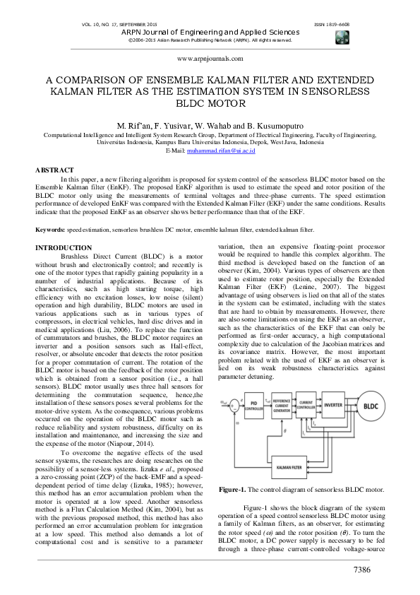Pdf A Comparison Of Ensemble Kalman Filter And Extended Kalman Filter As The Estimation System