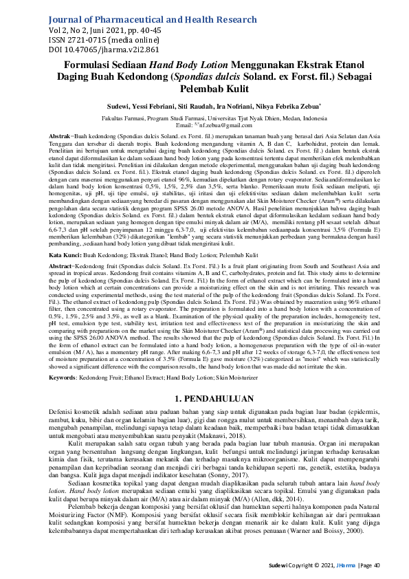 (PDF) Formulasi Sediaan Hand Body Lotion Menggunakan Ekstrak Etanol ...