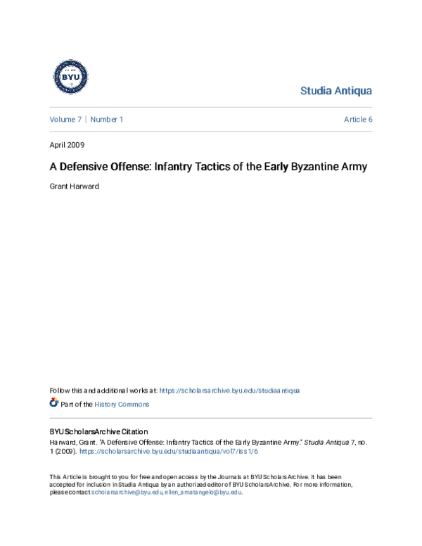 (PDF) A Defensive Offense: Infantry Tactics of the Early Byzantine Army