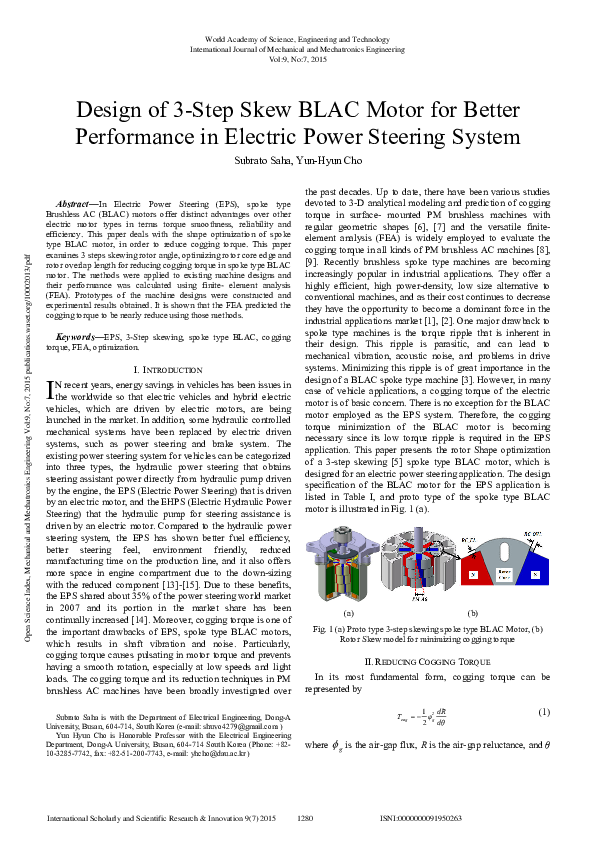 (PDF) Design of 3-Step Skew BLAC Motor for Better Performance in ...