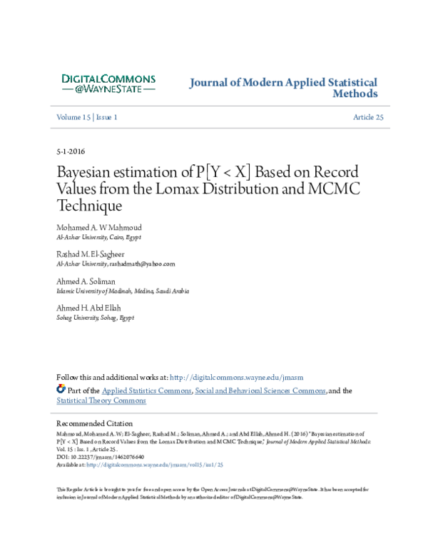 Pdf Bayesian Estimation Of P[y