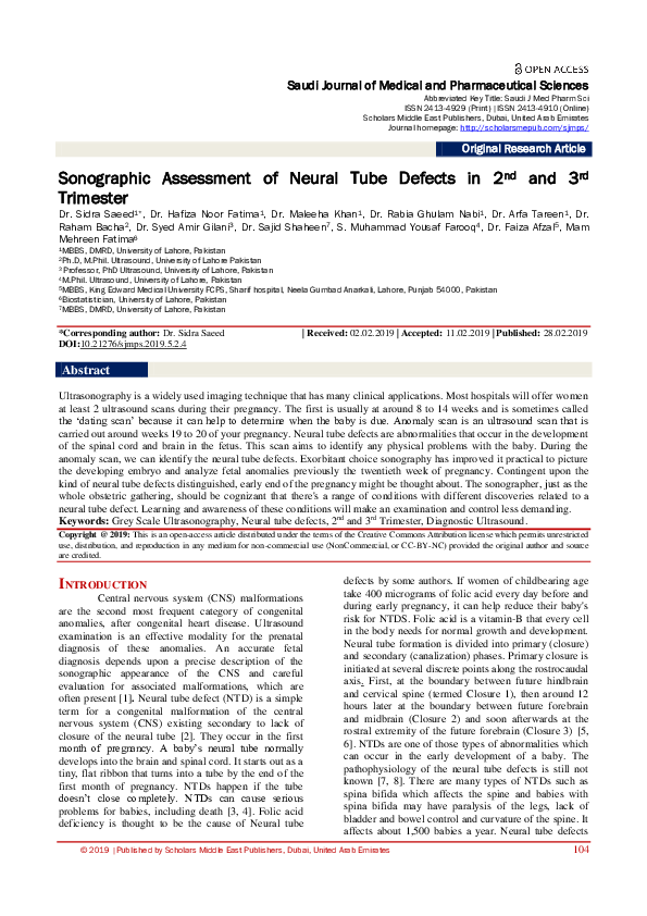 (PDF) Sonographic Assessment of Neural Tube Defects in 2nd and 3rd ...