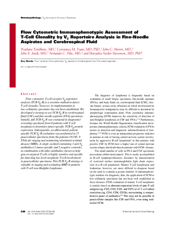 (PDF) Flow Cytometric Immunophenotypic Assessment of T-Cell Clonality by V Repertoire Analysis ...