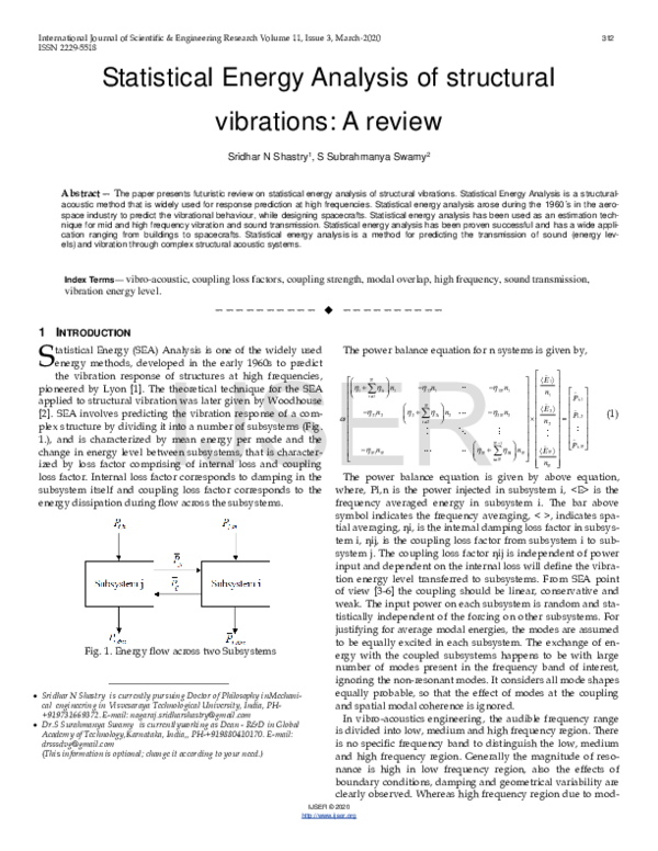 (PDF) Statistical Energy Analysis of structural vibrations: A review