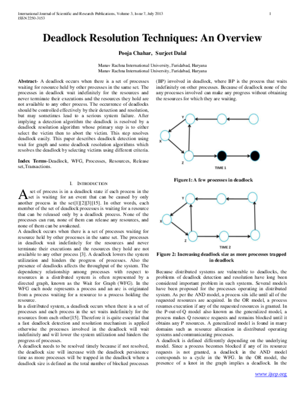 (PDF) Deadlock Resolution Techniques: An Overview