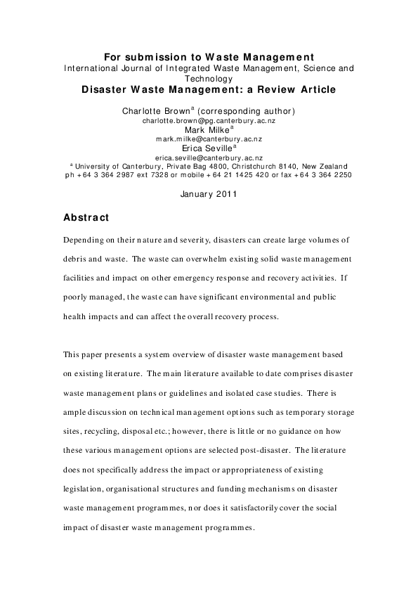 (PDF) For submission to Waste Management International Journal of ...