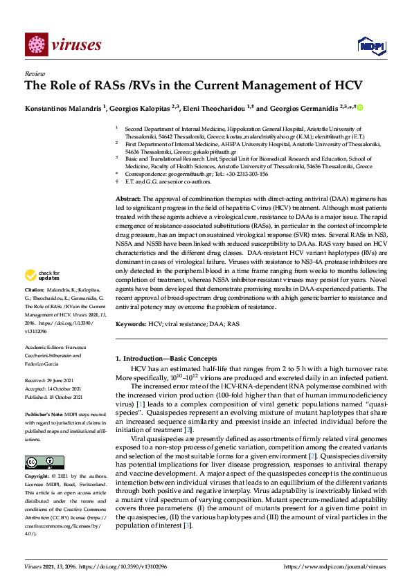 (PDF) The Role of RASs /RVs in the Current Management of HCV