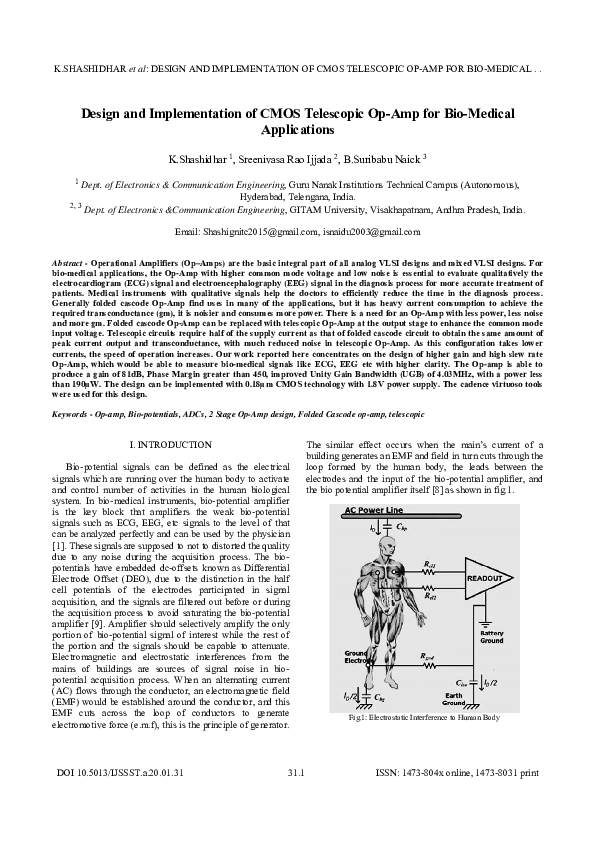 (PDF) Design and Implementation of CMOS Telescopic Op-Amp for Bio ...