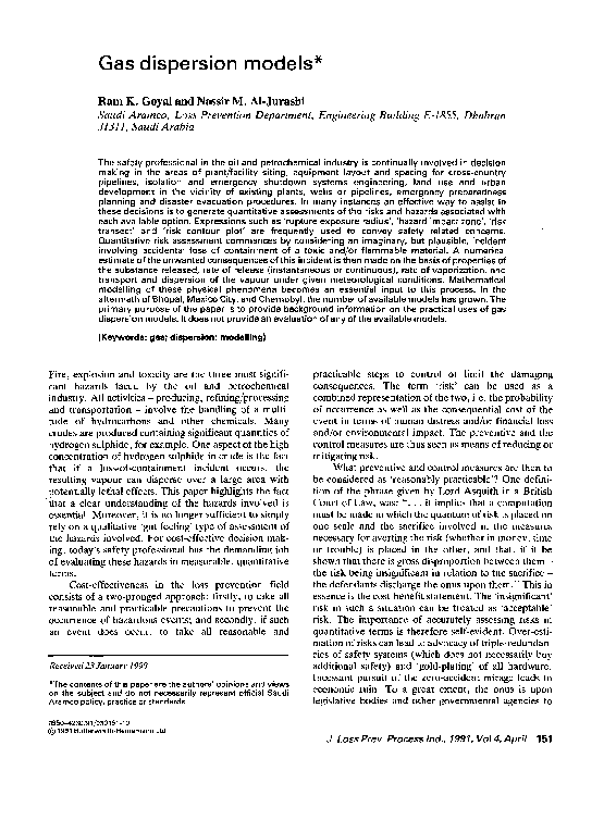 (PDF) Gas dispersion models