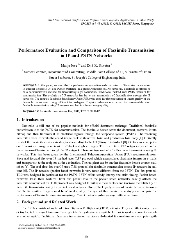 (PDF) Performance Evaluation and Comparison of Facsimile Transmission ...