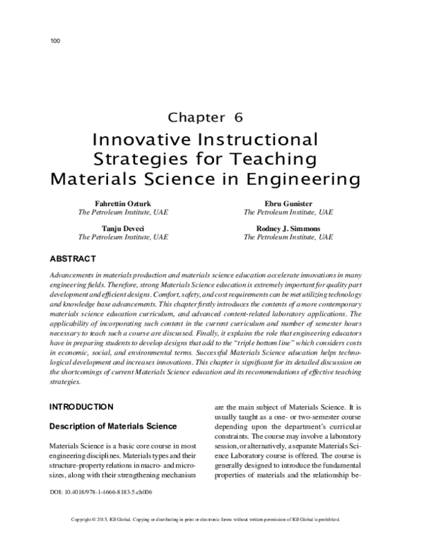 (PDF) Innovative Instructional Strategies for Teaching Materials ...