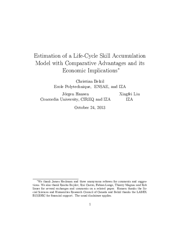 (PDF) Estimation of a Life-Cycle Skill Accumulation Model with ...