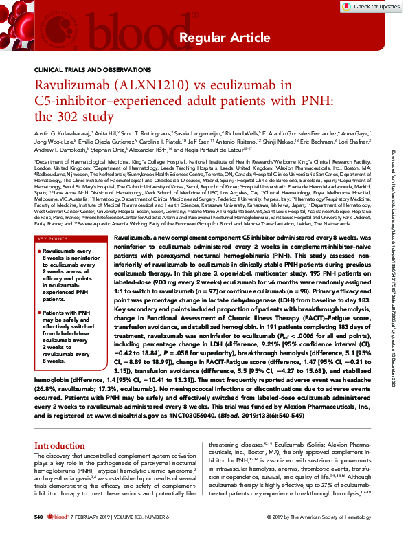 (PDF) Ravulizumab (ALXN1210) vs eculizumab in C5-inhibitor-experienced ...