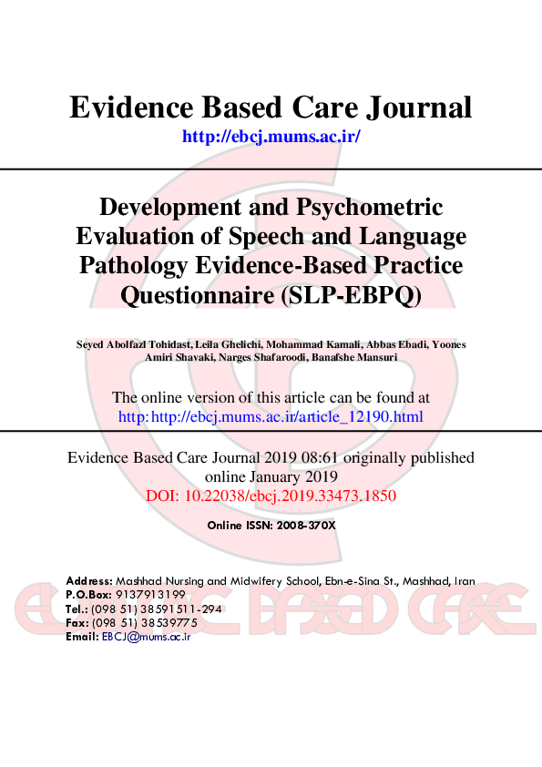 (PDF) Development and Psychometric Evaluation of Speech and Language ...