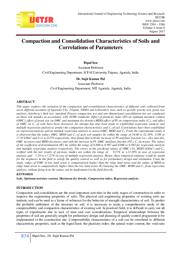 (PDF) Compaction and Consolidation Characteristics of Soils and ...