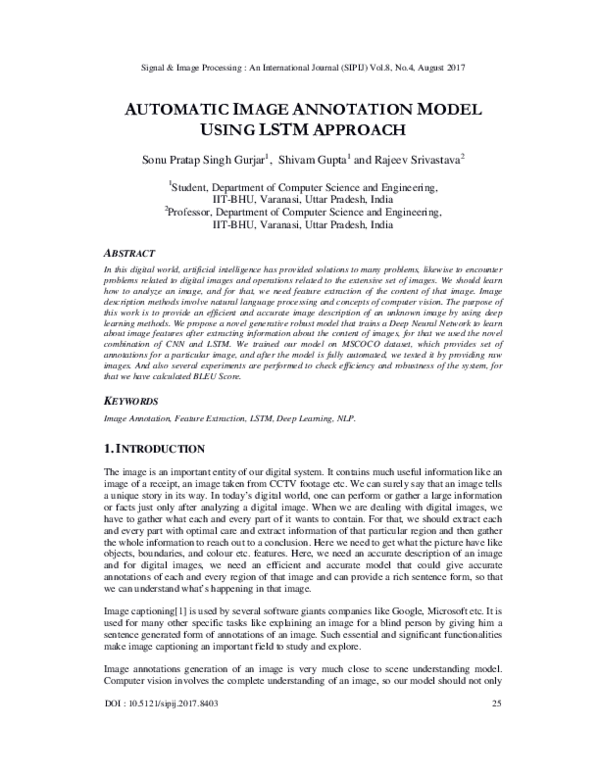 (PDF) Automatic Image Annotation Model Using LSTM Approach