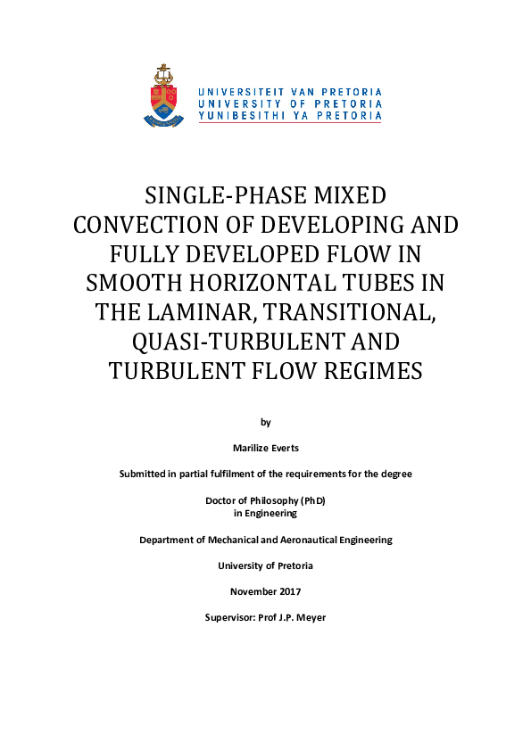 (PDF) Single-phase mixed convection of developing and fully developed ...